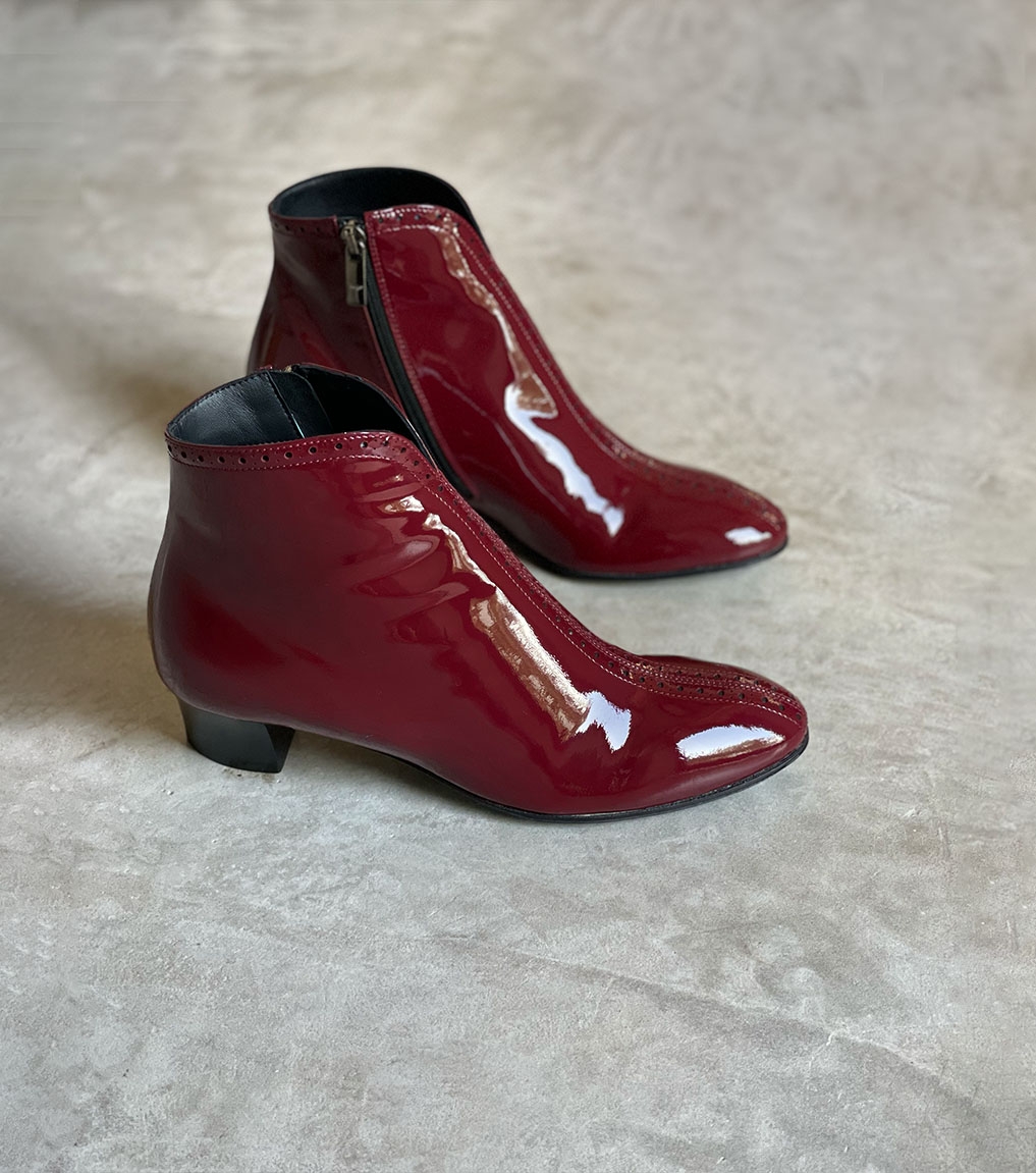 Boots en cuir verni Thierry Rabotin edie shine bordeaux