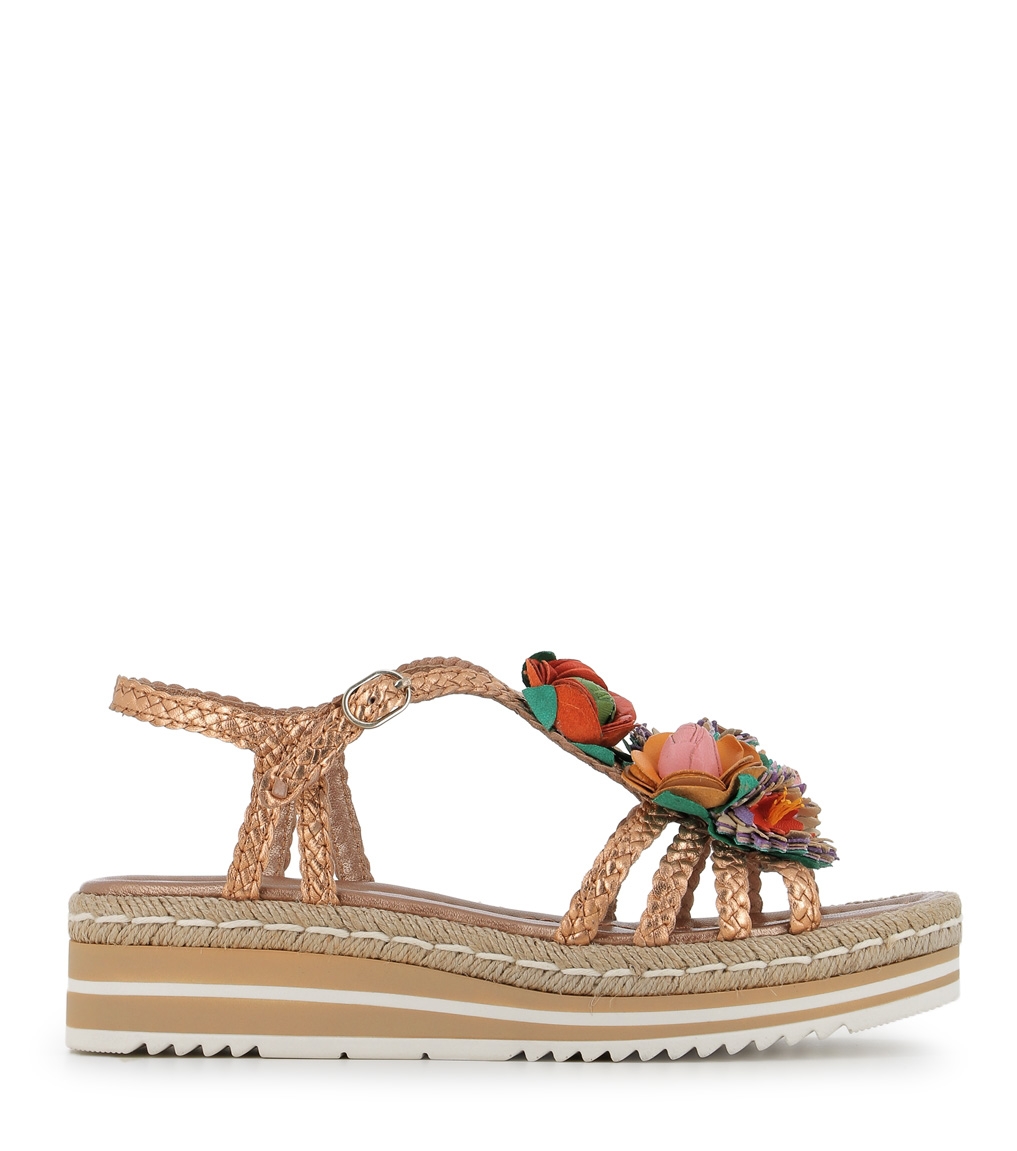 Sandales à fleurs Pons Quintana Milan 9785 rame cuir tressé