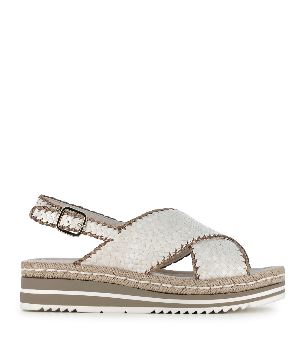 Sandales en cuir tressé Pons Quintana Milan 10715 salinas blanc