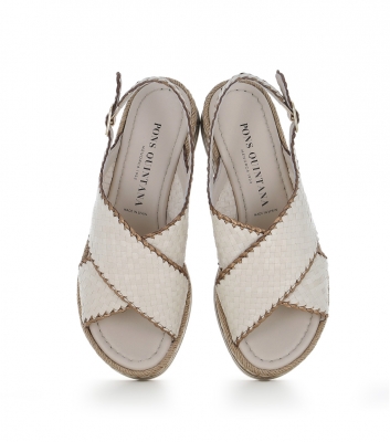 Sandales en cuir tressé Pons Quintana Milan 10715 salinas blanc