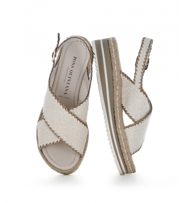 Sandales en cuir tressé Pons Quintana Milan 10715 salinas blanc